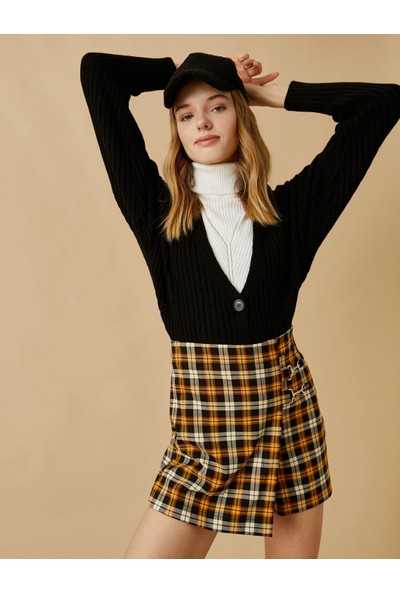 Koton Kadın Kareli Mini Etek