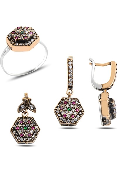 Gümüşhan Gümüş Zirkon Taşlı Otantik Set