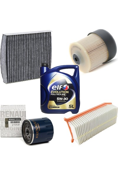 Mais Renault Clio4 1.5 Dci Filtre Bakım Seti 75-84-86-90-110 Bg 2012-2019 Karbon 4+1