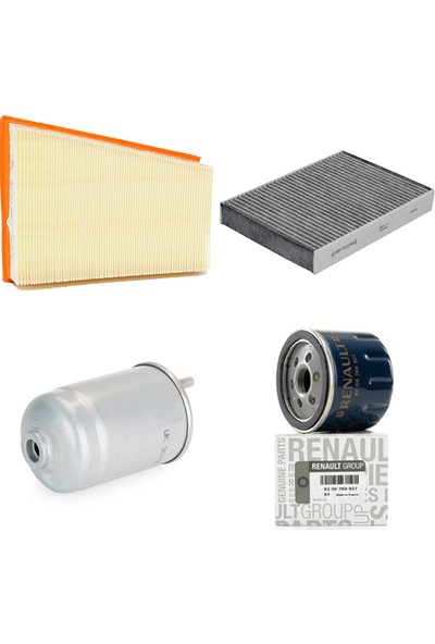 Mais Renault Fluence 1.5 Dci Filtre Bakım Seti 90-95-106-110 Bg 2012-2019 Karbon 4'lü