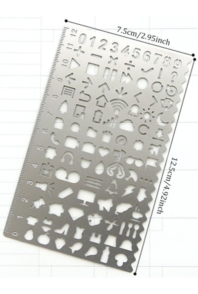 Journal Defter Çizim Şablonu - Metal - 13X8 cm Journal Defter Çizim Şablonu - Metal - 13X8 cm