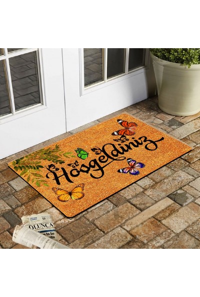 Alveta Kelebek Desenli Hoşgeldiniz Yazılı Iç ve Dış Kapı Önü Paspası 45X70 cm Alveta Kelebek Desenli Hoşgeldiniz Yazılı Iç ve Dış Kapı Önü Paspası 45X70 cm