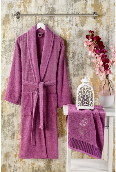 GA Madame Home Havlulu Bornoz 2li Set %100 Pamuklu- Gülkurusu GA Madame Home Havlulu Bornoz 2li Set %100 Pamuklu- Gülkurusu