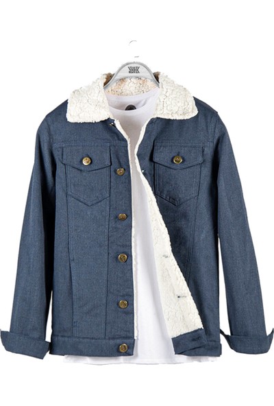 Yuka Indıgo-Erkek Kot Içi Yünlü Düğmeli Ceket Yuka Indıgo-Erkek Kot Içi Yünlü Düğmeli Ceket