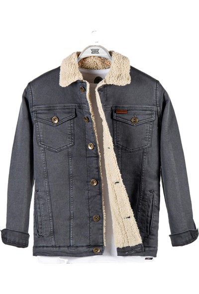 Yuka Füme-Erkek Kot Içi Yünlü Düğmeli Ceket