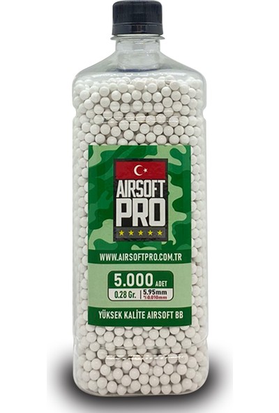 Airsoft Pro 0.28 gr Bb - 5.000 Adet - 1.4 kg Şişe