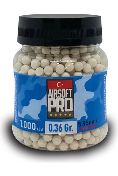Airsoft Pro 0.36 gr Bb - 1.000 Adet - 360 gr Kavanoz Airsoft Pro 0.36 gr Bb - 1.000 Adet - 360 gr Kavanoz