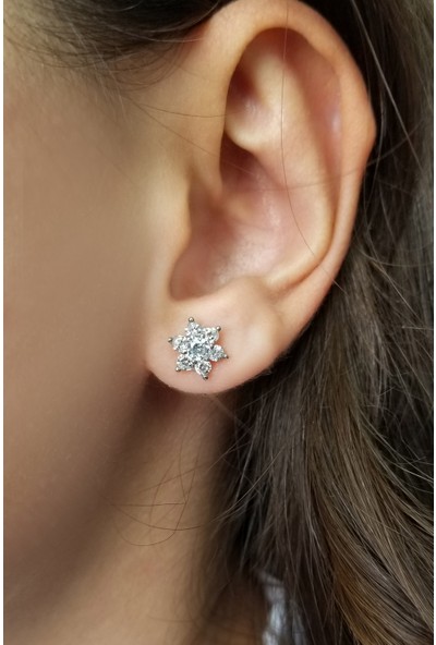 Parmas Design Çiçek Tasarım Kadın 925 Ayar Gümüş Küpe