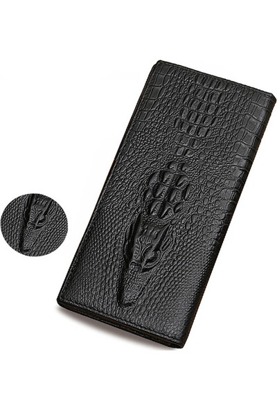 İyi Çanta Uzun Erkek Cüzdan Timsah Desen Hakiki Inek Deri Avrupa Cep Kartı Holde Erkek Çanta Sikke Cebi Fold Erkek Cüzdanı (Yurt Dışından) (Yurt Dışından)