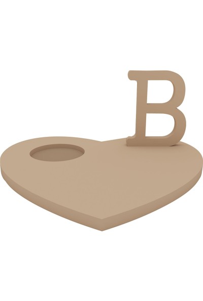 Ucuz Ahşap Hobi B Kalp Harf Supla Sunumluk Ham Ahşap Mdf