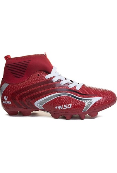Walked Erkek Kırmızı Çoraplı Krampon Futbol Ayakkabısı