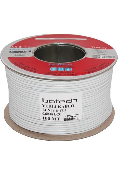 Botech Rg6/u4 Uydu Anten Kablosu 100 Metre 48 Tel Beyaz Botech Rg6/u4 Uydu Anten Kablosu 100 Metre 48 Tel Beyaz