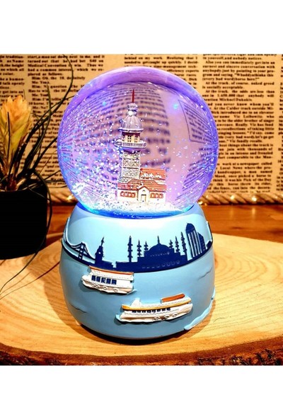 Moda Yedi Kız Kulesi Temalı Motorlu Büyük Boy Kar Küresi