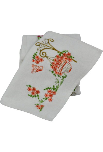 Şelale Süper Köşe Kadife Nakışlı 30X50 Kamelya Desen Mutfak Havlusu