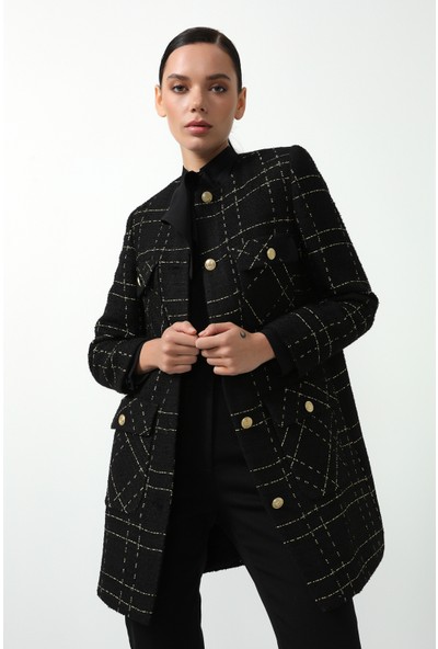 Gusto Kaşe Kumaş Kaftan - Siyah