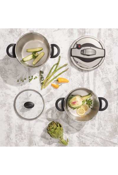 Emsan Presso-S Siyah Düdüklü Tencere Seti 4+6 Lt