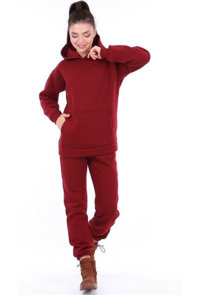 Lacase Kadın Unisex Kapüşonlu 3 Iplik Oversize Eşofman Takımı Lacase Kadın Unisex Kapüşonlu 3 Iplik Oversize Eşofman Takımı