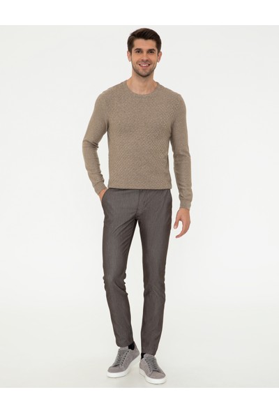 Pierre Cardin Kahverengi Slim Fit Chino Pantolon 50250409-VR029 Pierre Cardin Kahverengi Slim Fit Chino Pantolon 50250409-VR029