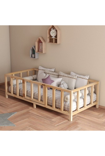 Zerka Concept Lara Ahşap Montessori Çocuk Yatak Karyola Beşik Ithal Çam