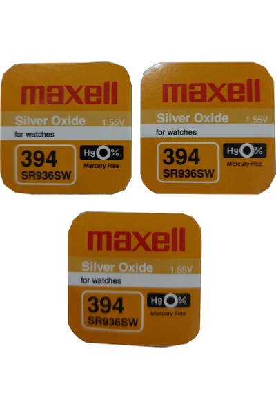 Maxell 394 SR936SW 1.55V Saat Pili 3'lü Maxell 394 SR936SW 1.55V Saat Pili 3'lü
