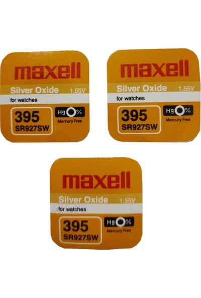Maxell 395 SR927SW 1.55V Saat Pili 3'lü Maxell 395 SR927SW 1.55V Saat Pili 3'lü