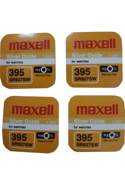 Maxell 395 SR927SW 1.55V Saat Pili 4'lü Maxell 395 SR927SW 1.55V Saat Pili 4'lü