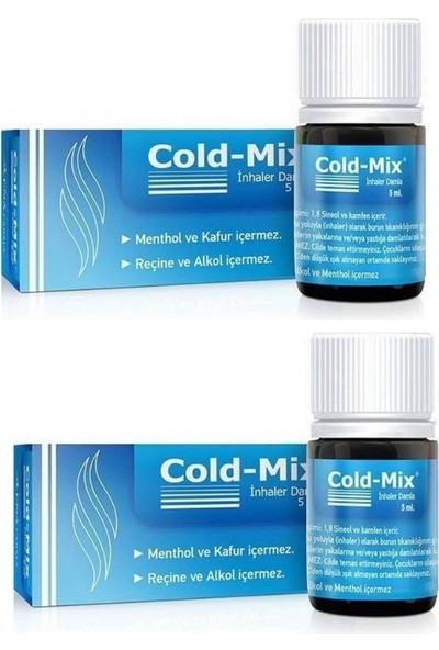 Cold-Mix Inhaler Damla Okaliptüs ve Ladin Yağları Içeren Inhaler Damla 5ml (2li) Cold-Mix Inhaler Damla Okaliptüs ve Ladin Yağları Içeren Inhaler Damla 5ml (2li)