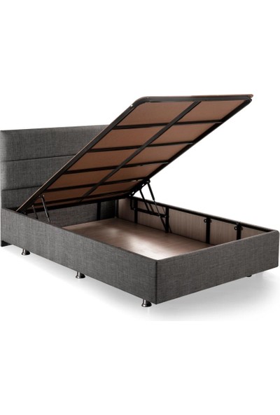 Niron Silver Baza ve Başlık Seti 120x200 cm Tek Kişilik Kaydırmaz Kumaşlı Gri Keten Baza ve Başlığı Lüks Baza ve Başlık Takımı