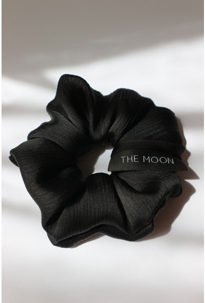 The Moon Saten Siyah Scrunchie Saç Tokası