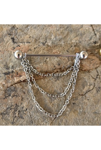 Bylin Cerrahi Çelik Zincirli Köprü Piercing 36 mm