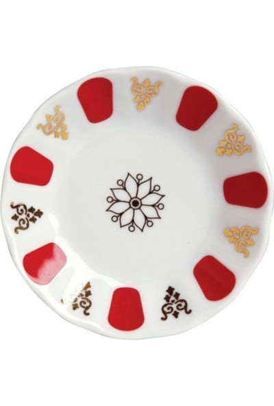 Menba Porselen Kırmızı Kahveci Çay Tabağı 12 Adet