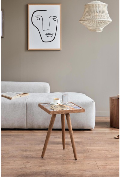 Bofigo Ahşap Çinili Orta Sehpa (Ceviz 32*32 Cm) Bofigo Ahşap Çinili Orta Sehpa (Ceviz 32*32 Cm)