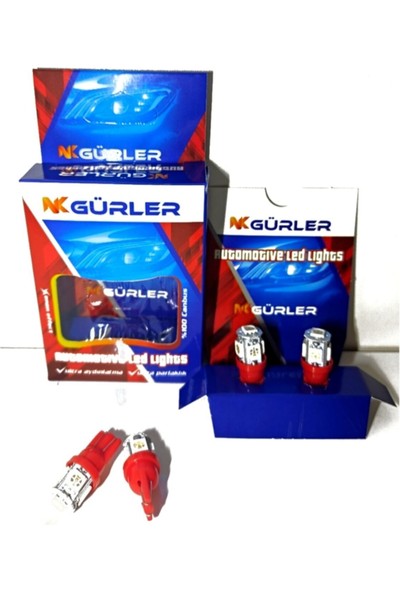 Gürler Oto Aksesuar T10 LED Kırmızı Renk 12V Park LED Plaka Tavan LED Ampul 5 Adet Gürler Oto Aksesuar T10 LED Kırmızı Renk 12V Park LED Plaka Tavan LED Ampul 5 Adet