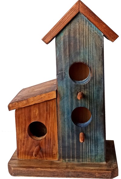 Mim Wood Masif Ahşap Ikili Kuş Evi-Bahçe Dekorasyonu Mim Wood Masif Ahşap Ikili Kuş Evi-Bahçe Dekorasyonu