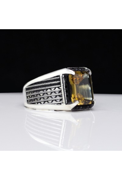 Taja925 Zultanite Taşlı Gümüş 925 Erkek Gümüş Yüzük