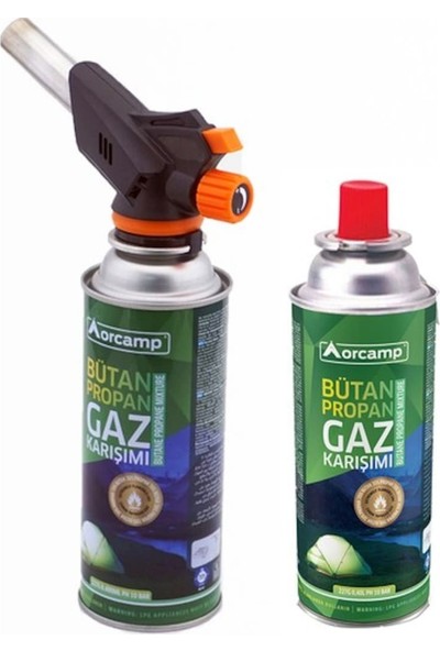 Orgaz Kamp Kartuş Tüp 227 gr Çakmaklı Pürmüz Set 2'li