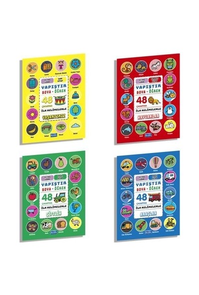 İlk Kelimelerle Yapıştır Boya Öğren Seti - 4 Kitap Takım