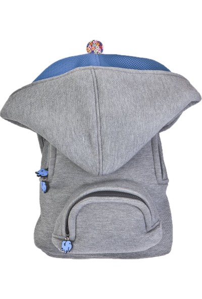 Gri Mavi Küçük Fermuarsız Kapusonlu Sırt Çantası Gri Mavi Küçük Fermuarsız Kapusonlu Sırt Çantası