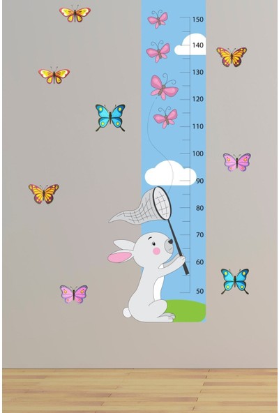 Amoris Kelebek Yakalayan Sevimli Tavşan Boy Ölçer Duvar Sticker Amoris Kelebek Yakalayan Sevimli Tavşan Boy Ölçer Duvar Sticker