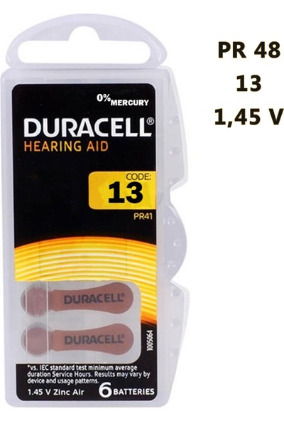 Duracell PR48 - 13 Işitme Cihazı Pili Duracell PR48 - 13 Işitme Cihazı Pili