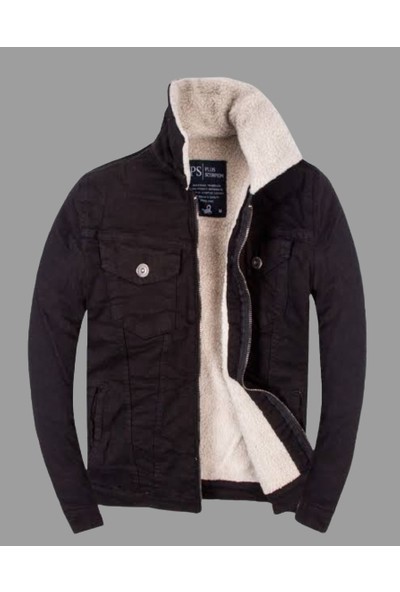 Amor Man Tam Kışlık Içi Komple Yün Kürklü 4 Cep Özellikli Süper Dar Kesim Trend Erkek Kot Mont-Ceket