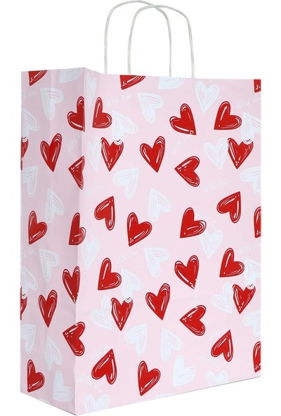 4 You Pack Burgu Saplı Kalpler Desenli Kraft Poşet - Çanta 20 Adet 18 x 8 x 24 cm 4 You Pack Burgu Saplı Kalpler Desenli Kraft Poşet - Çanta 20 Adet 18 x 8 x 24 cm
