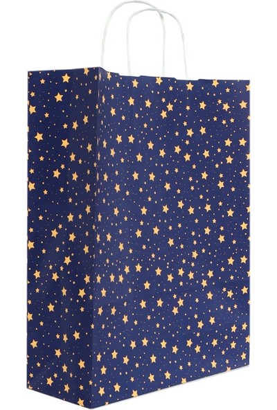 4 You Pack Burgu Saplı Yıldız Desenli Kraft Poşet - Çanta 20 Adet 18 x 8 x 24 cm 4 You Pack Burgu Saplı Yıldız Desenli Kraft Poşet - Çanta 20 Adet 18 x 8 x 24 cm