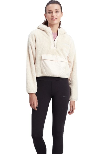 Skechers W Hooded Half Zip Sherpa Kadın Beyaz Sweatshirt