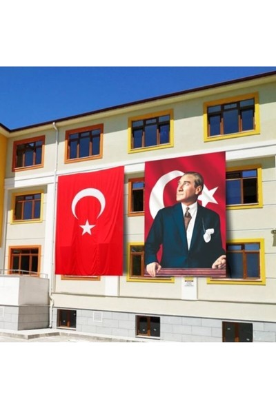 Çelik Online Atatürk Posteri ve Türk Bayrağı Raşel KUMAŞ70X105 cm