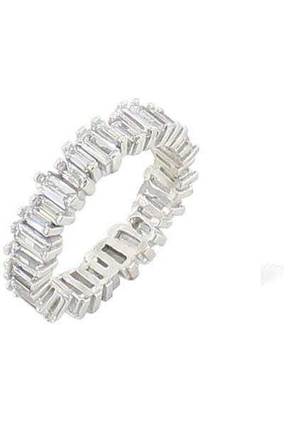 Söğütlü Silver Gümüş Rodyumlu Baget Taşlı Tamtur Yüzük