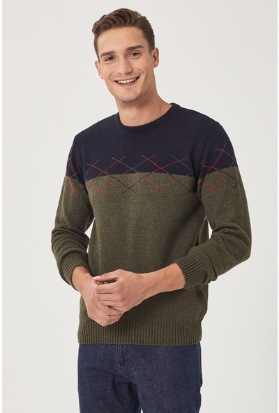 AC&Co / Altınyıldız Classics Standart Fit Bisiklet Yaka Desenli Yünlü Triko Kazak