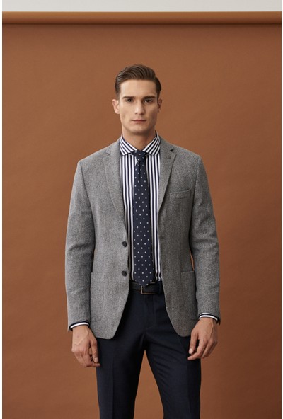 ALTINYILDIZ CLASSICS Slim Fit Dar Kesim Mono Yaka Desenli Ceket