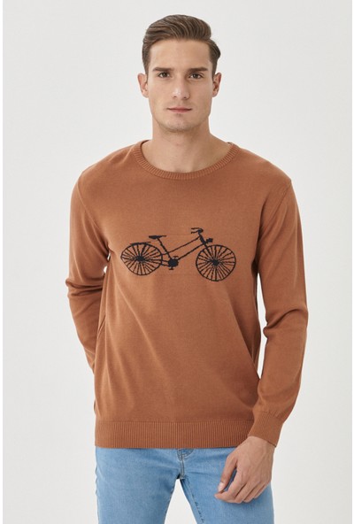 AC&Co / Altınyıldız Classics Standart Fit Bisiklet Yaka Desenli %100 Koton Triko Kazak