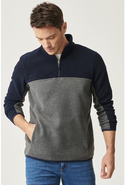 AC&Co / Altınyıldız Classics Slim Fit Günlük Rahat Çift Renkli Polar Spor Sweatshirt